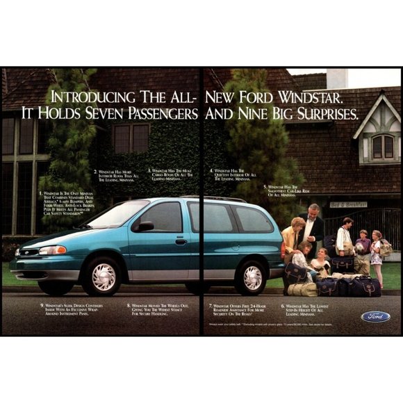 Ford | Art | 995 Ford Windstar Minivan 2 Page Vintage Print Ad Family ...